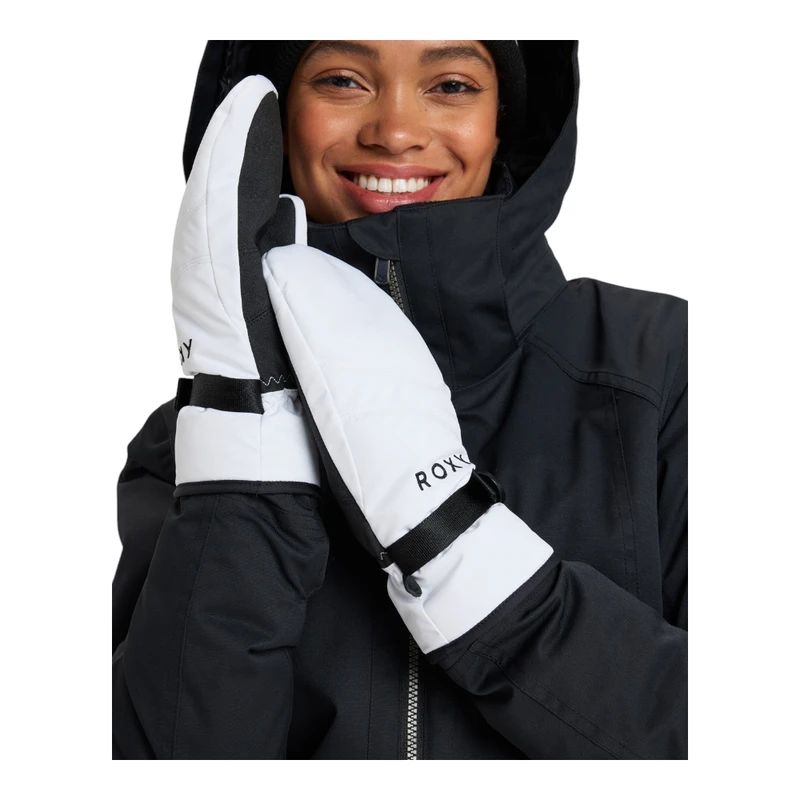 Roxy Womens Jetty Solid Mittens (White/Bright White) | Sportpursuit.co