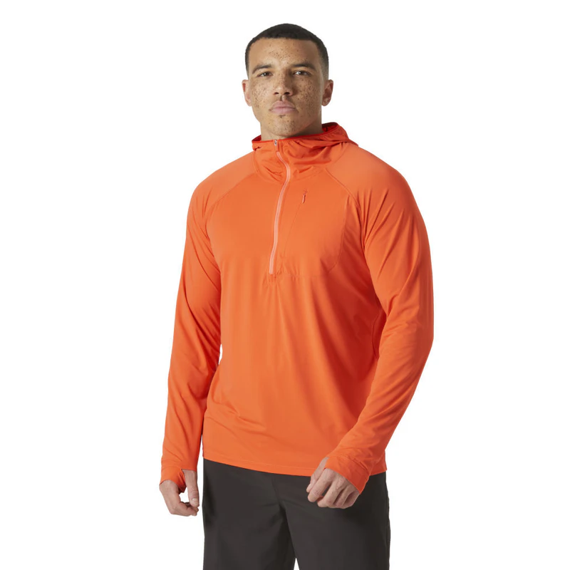Helly Hansen Mens Shine Solen 1/2 Zip Hoody (Bonfire) | Sportpursuit.c