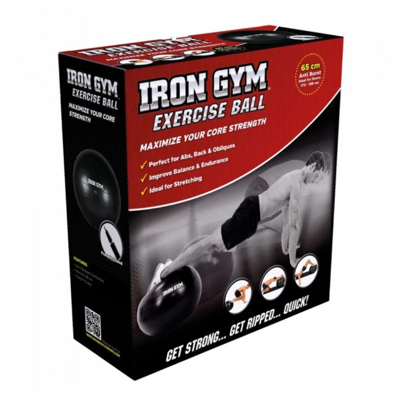 Iron Gym Exercise Ball 65cm & Pump (Black) | Sportpursuit.com