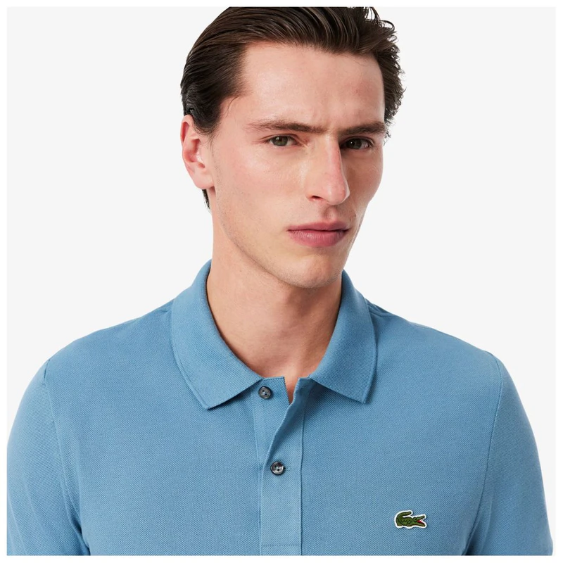 Lacoste Mens Slim Fit Ribbed Collar Polo Shirt (Limestone) | Sportpurs