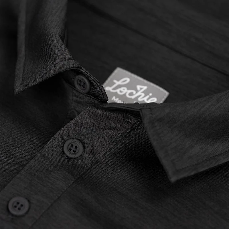Lochie Mens LS Tech Polo (Black Onyx) | Sportpursuit.com
