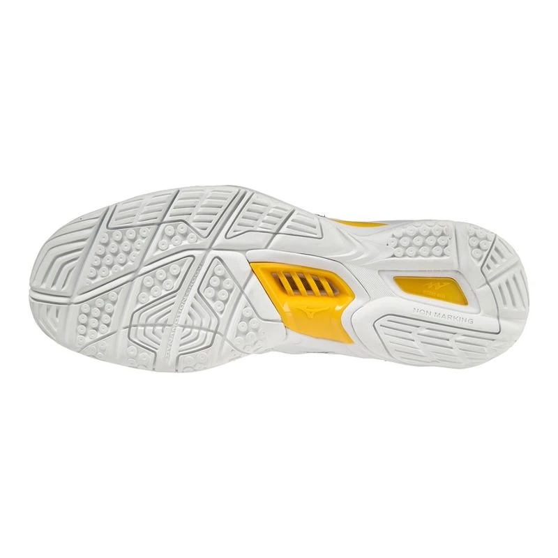 Mizuno Mens Wave Stealth V Handball Shoes (White/Black/LemonChrome)