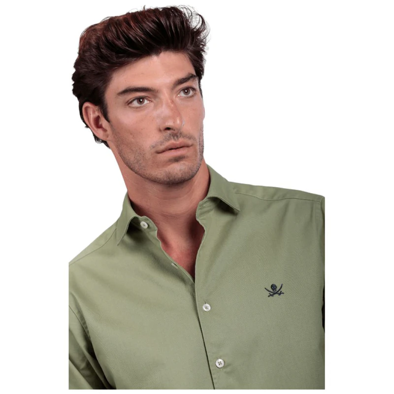 The Time of Bocha Mens Gabardine Shirt (Green) | Sportpursuit.com