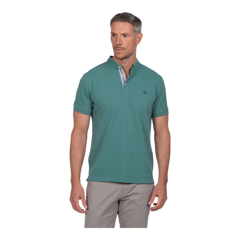 The Time of Bocha Mens Mao Short Sleeve Polo Shirt (Green) | Sportpurs