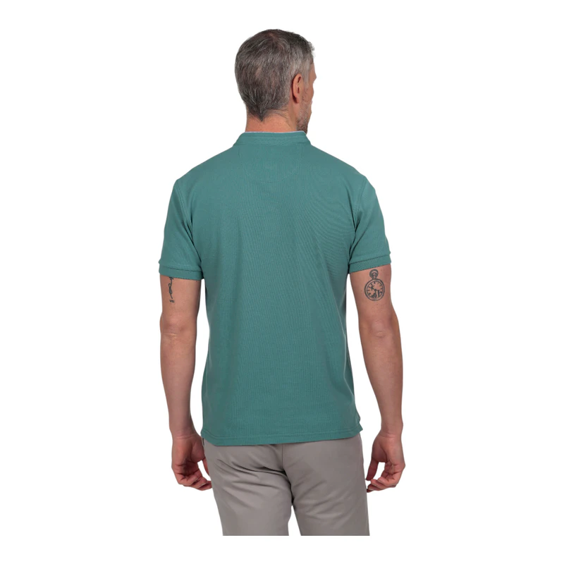 The Time of Bocha Mens Mao Short Sleeve Polo Shirt (Green) | Sportpurs