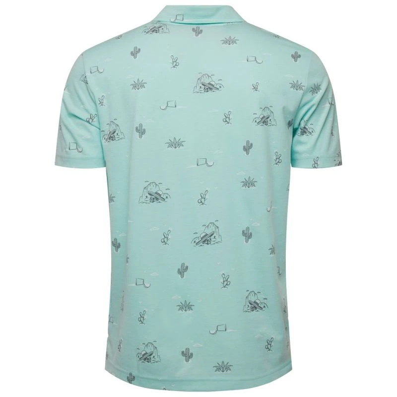 TravisMathew Mens All The Tacos Polo Shirt (Heather Turquoise) | Spor