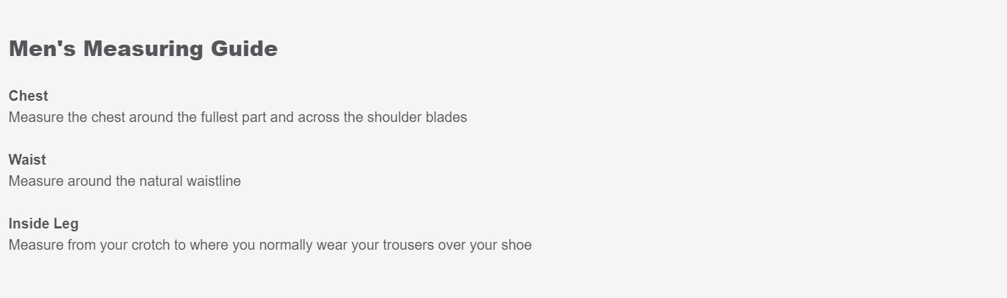 Rohan Size Guide